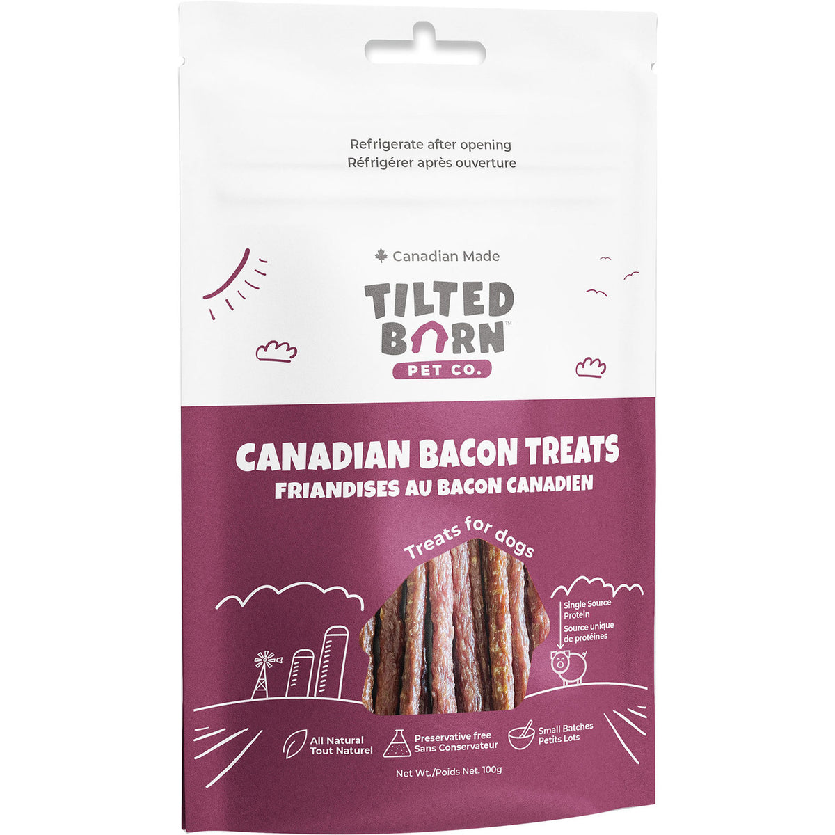 Tilted Barn Pet Co. Canadian Bacon Treats - 100g – K9 Kanteen